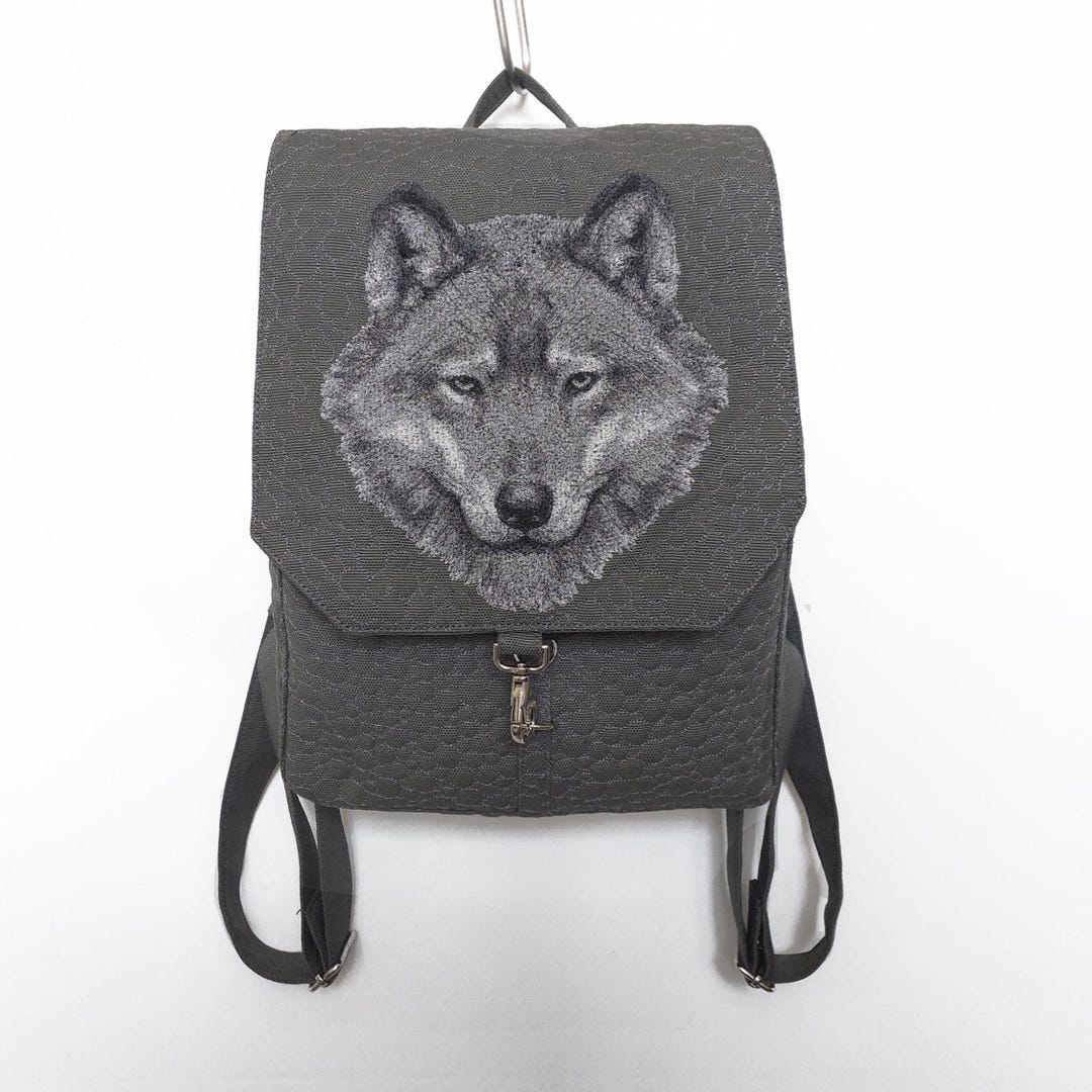 Wolf Backpack Quilted Backpack Embroidered Backpack Backpack for Women ...
