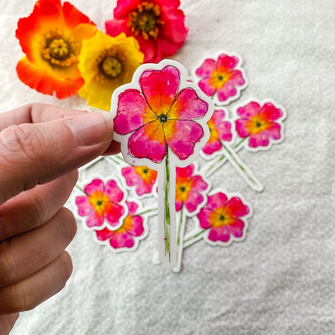 Primrose February Birth Month Flower Sticker, Pink Winter Flowers ...