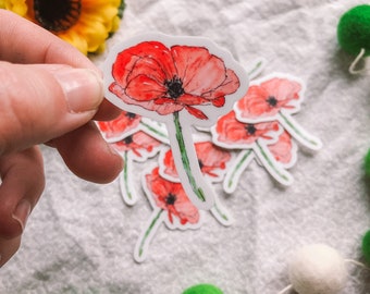 Poppy Flower Sticker - Etsy