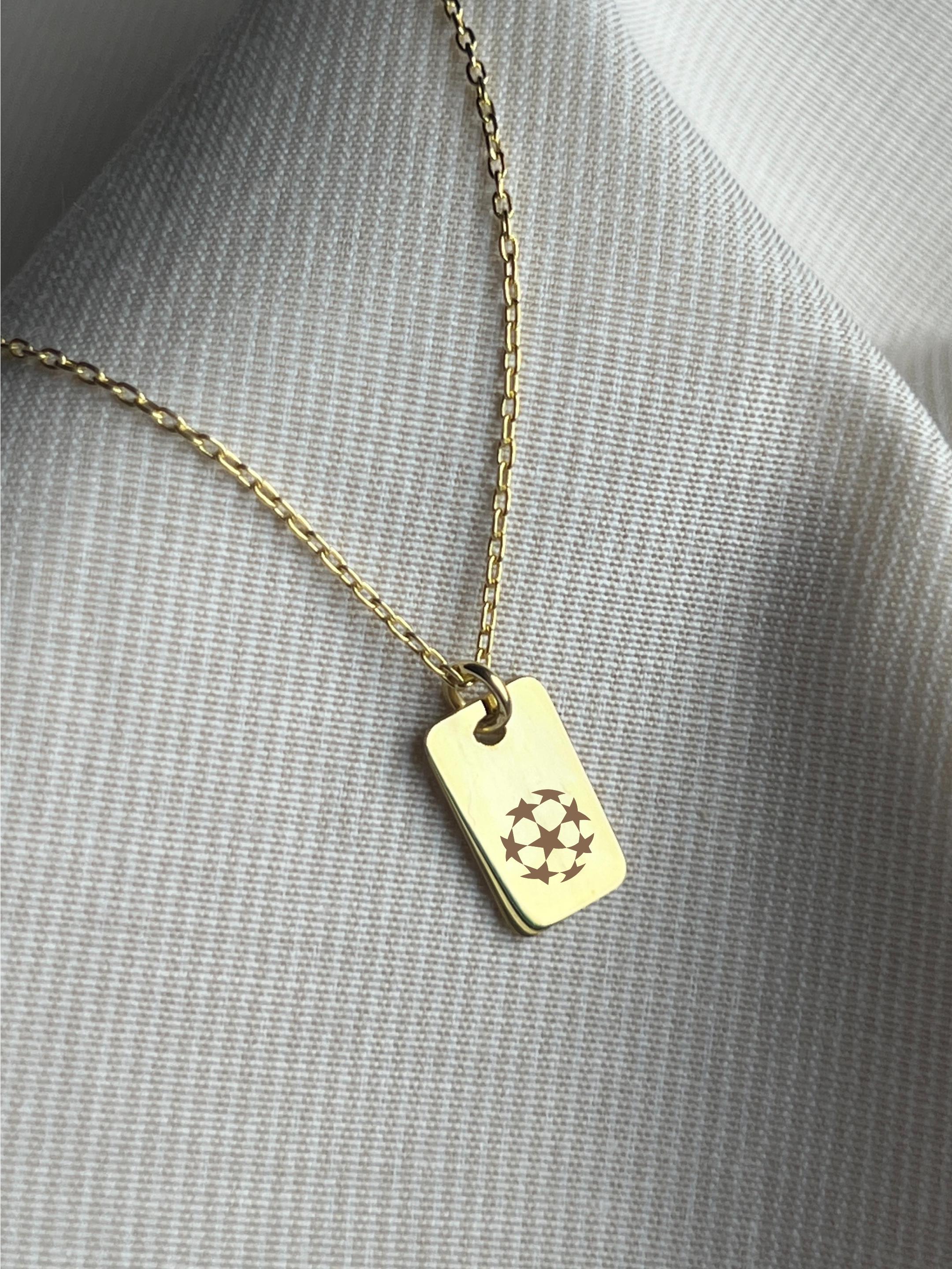 14K Gold Plated Football Necklace: Engraved Sterling Silver Soccer ...