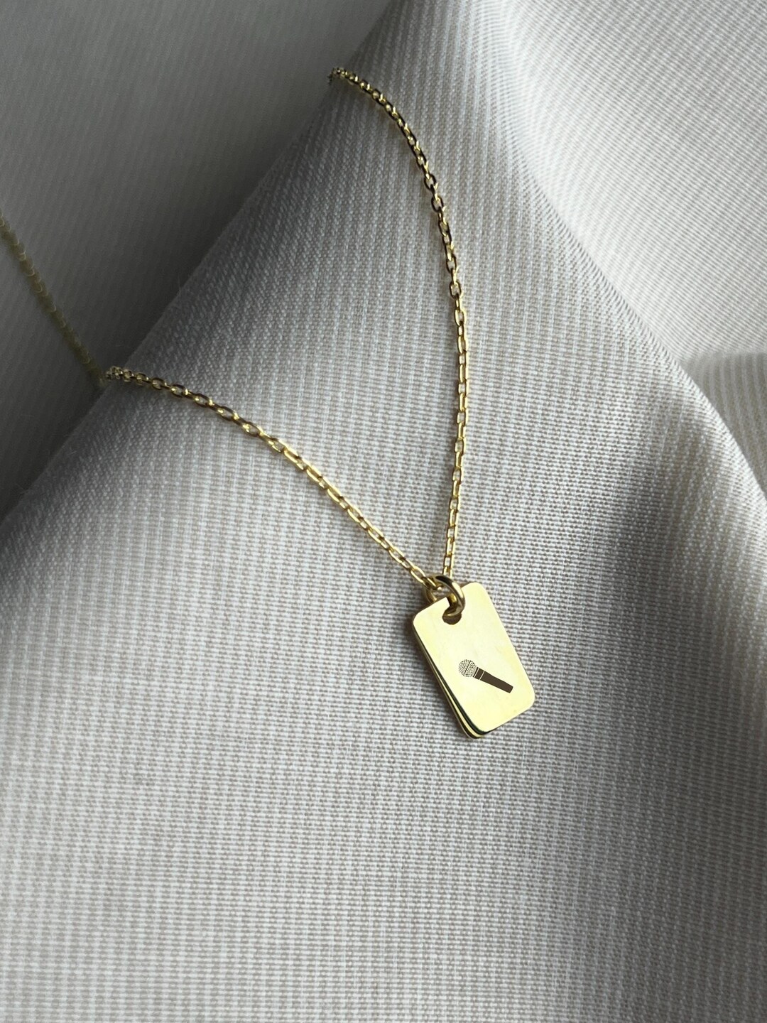 Mic Necklace - 14K Gold Plated - Music Jewelry - 925K Sterling Silver ...