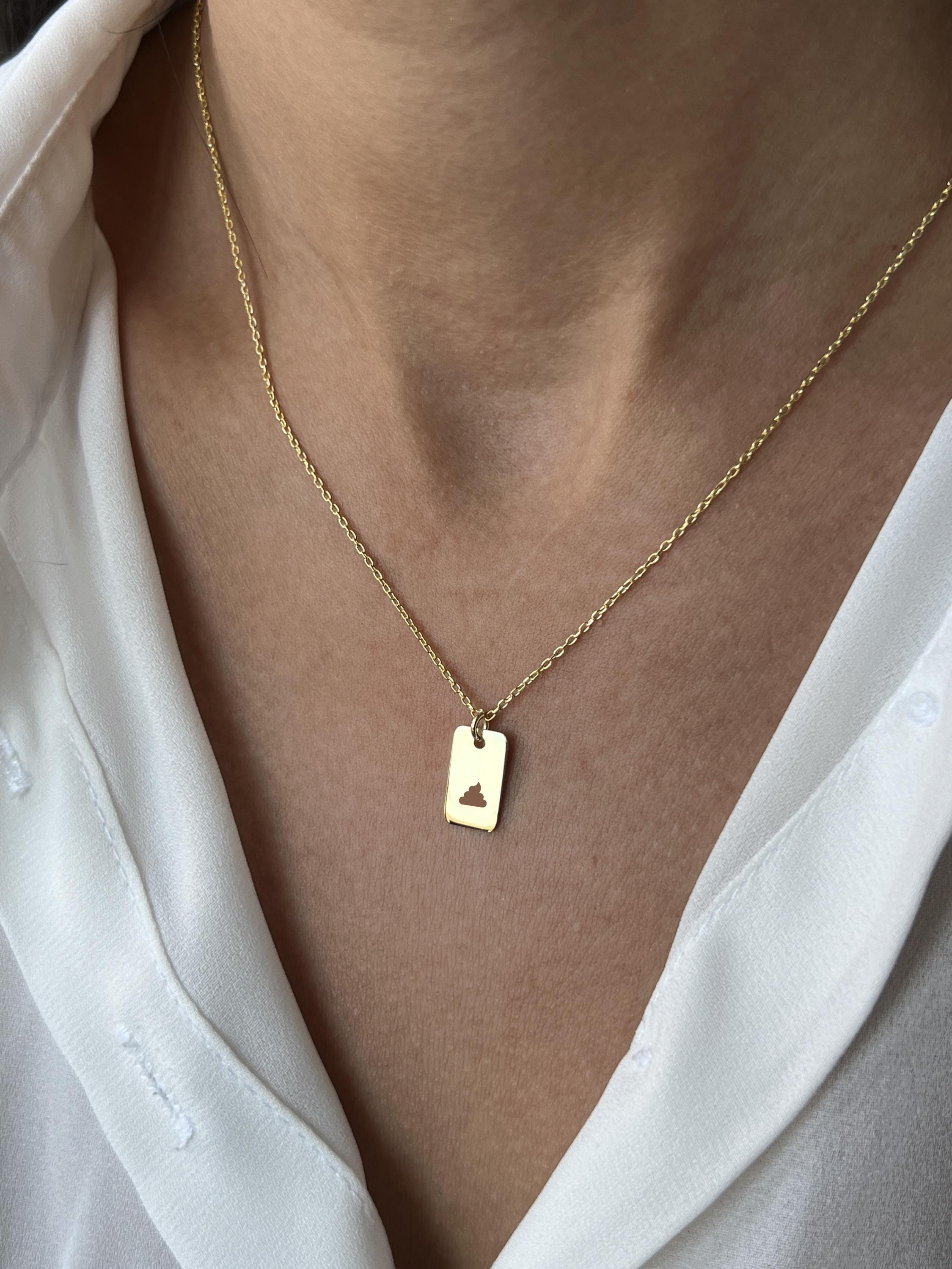 Poop Necklace - 14K Gold Plated - Fun Jewelry - 925K Sterling Silver ...