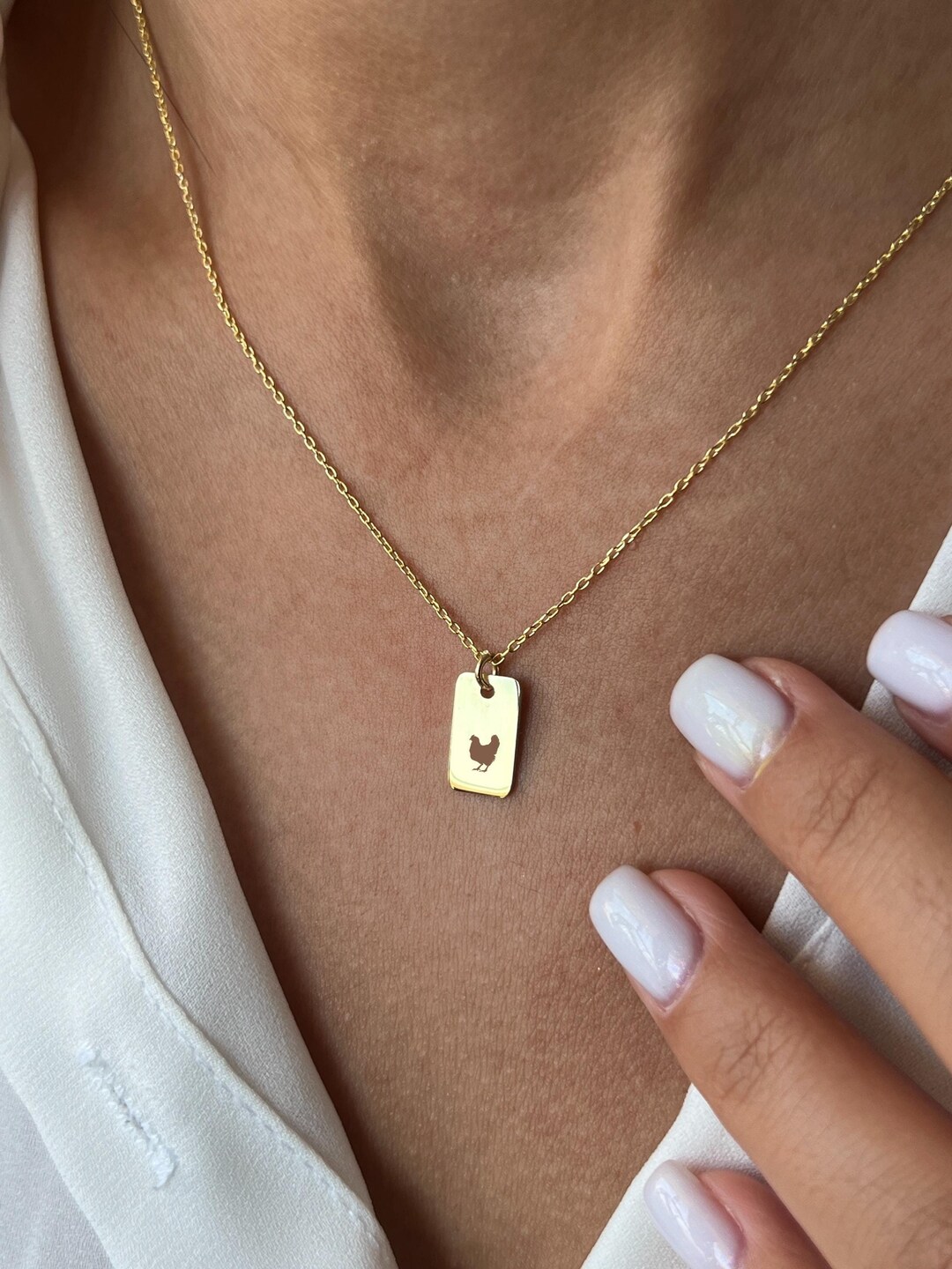 Chicken Necklace - 14K Gold Plated - Farm Jewelry - 925K Sterling ...