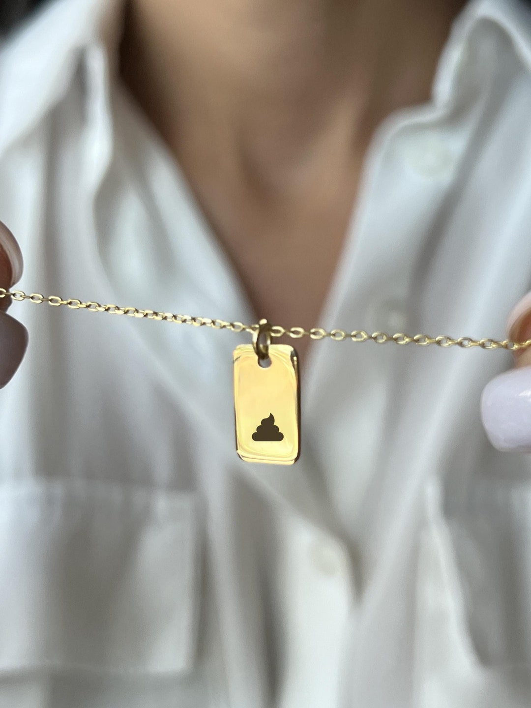 Poop Necklace - 14K Gold Plated - Fun Jewelry - 925K Sterling Silver ...