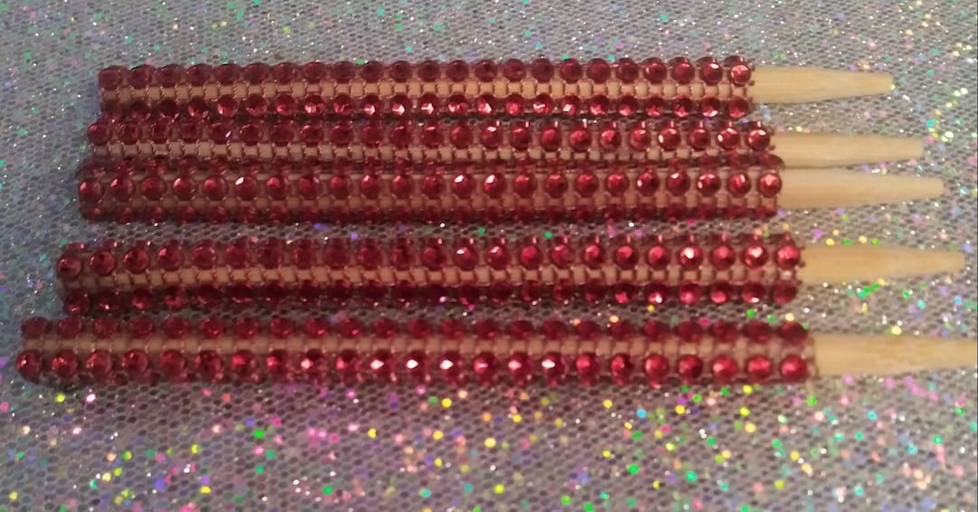 30 Red Bling Candy Apple Sticks 5 1/2 Inch Sticks Bambo Skewers Free ...