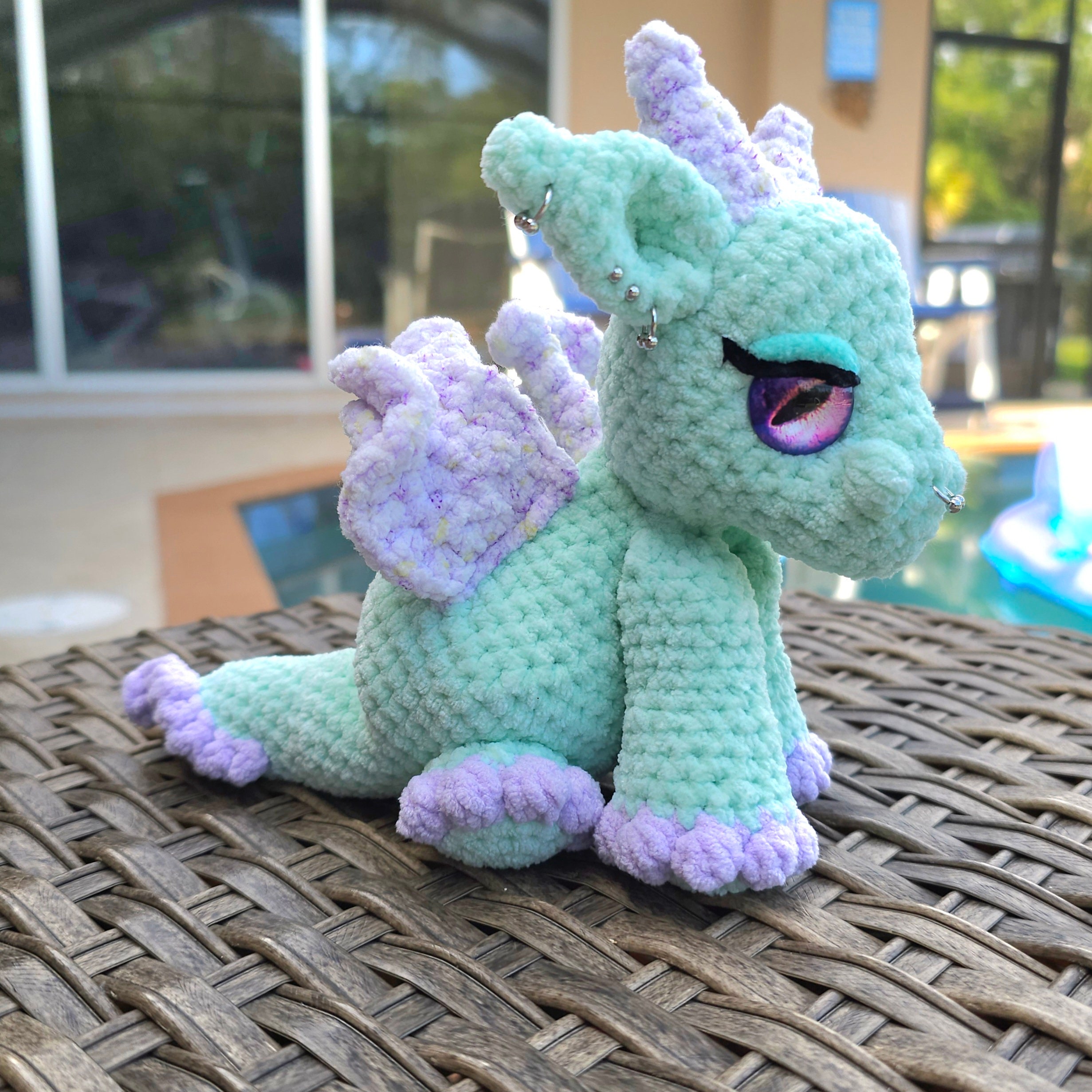 E-girl/boy Pastel Goth Amigurumi Dragon W/ Interchangeable Body Jewelry ...
