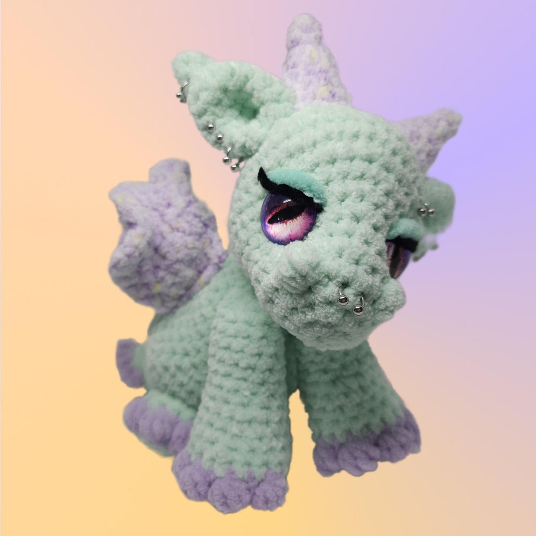 E-girl/boy Pastel Goth Amigurumi Dragon W/ Interchangeable Body Jewelry ...