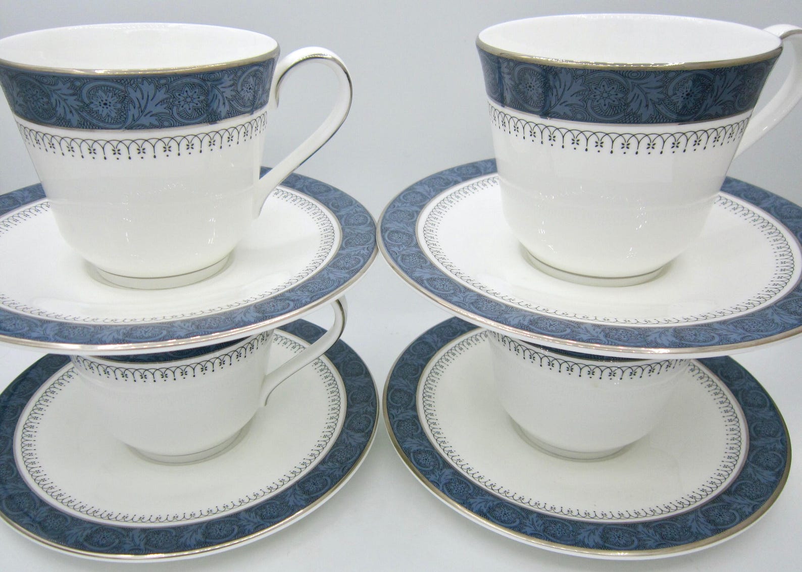 Royal Doulton Sherbrooke (H5009) Bone China Cup and Saucer Sets (4 ...