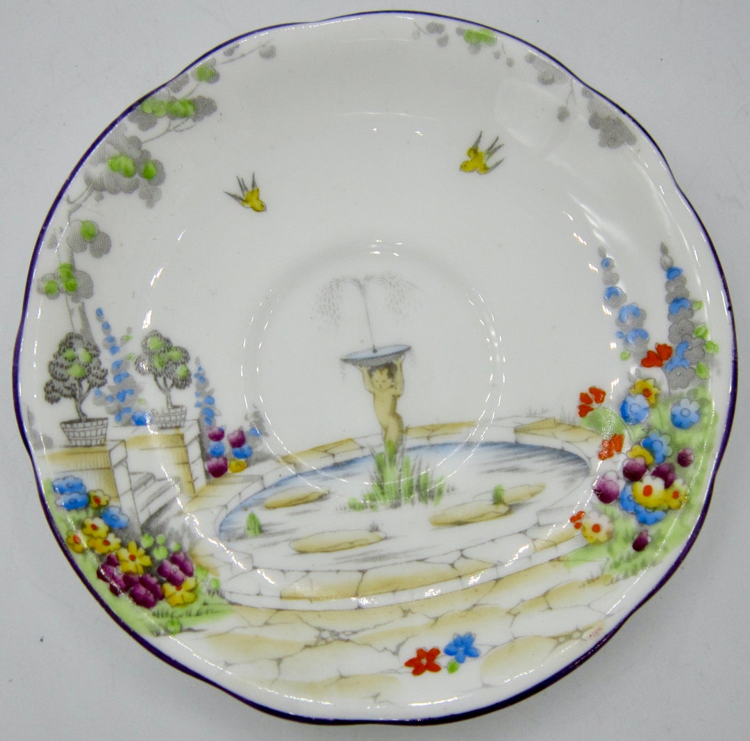 Royal Paragon Old World Garden Bone China Saucer - Fountain - England ...