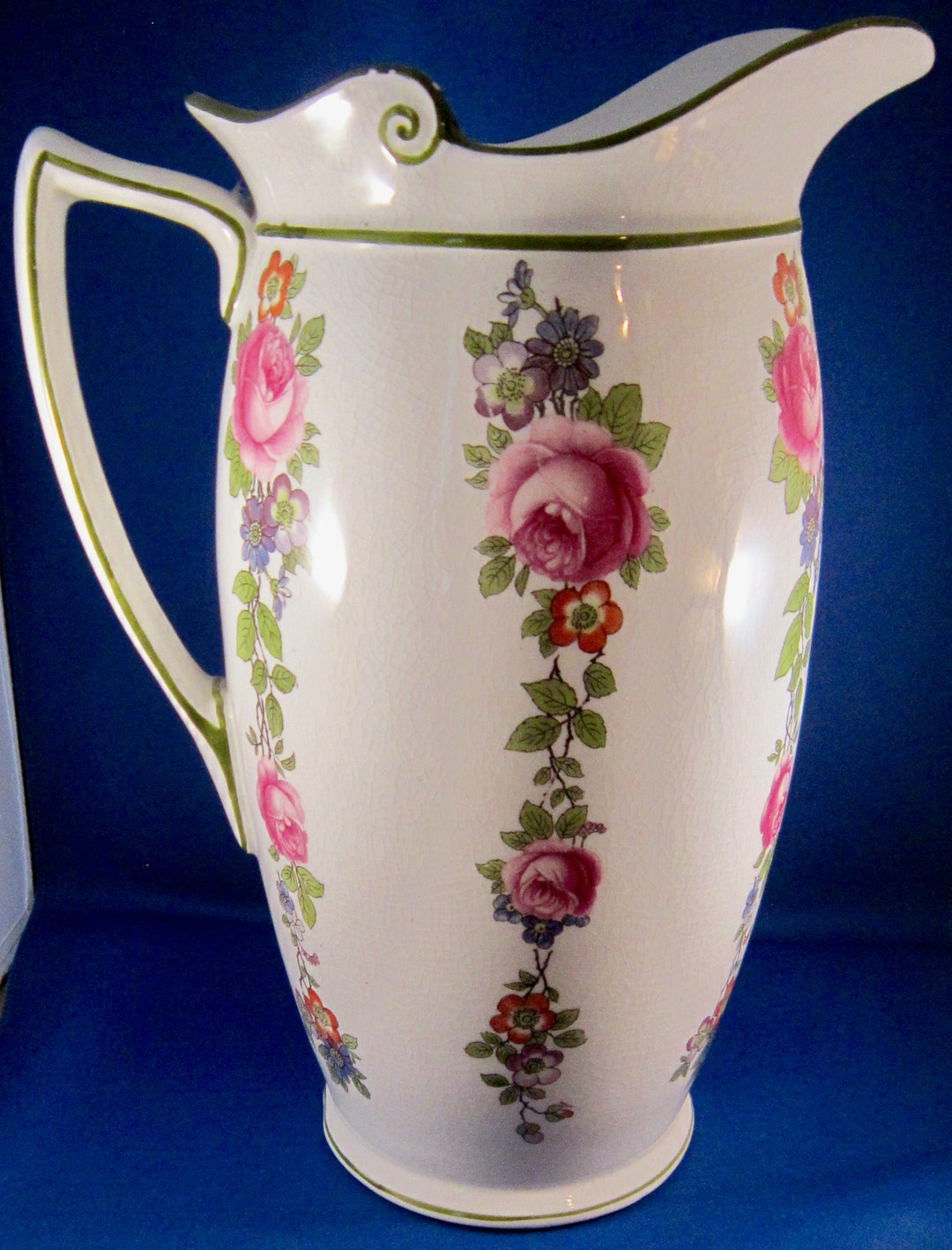 Furnivals Large Wash Pitcher Jug 12 In. 8573 Pink Roses England - Etsy