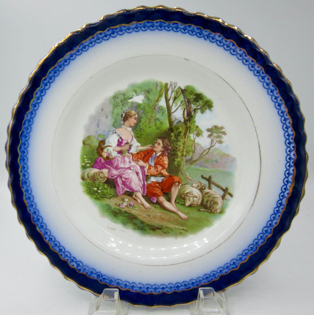 W H Grindley and Co Wentworth the Duchess Flow Blue Plate (9 In ...