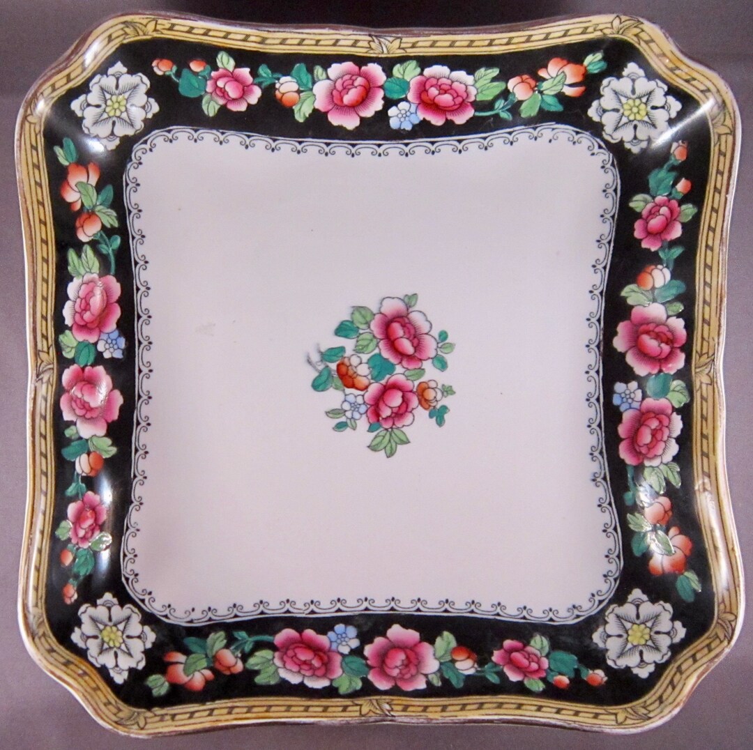F Winkle Whieldon Ware Queen Anne Square Serving Dish (8.5 In.) Flowers ...