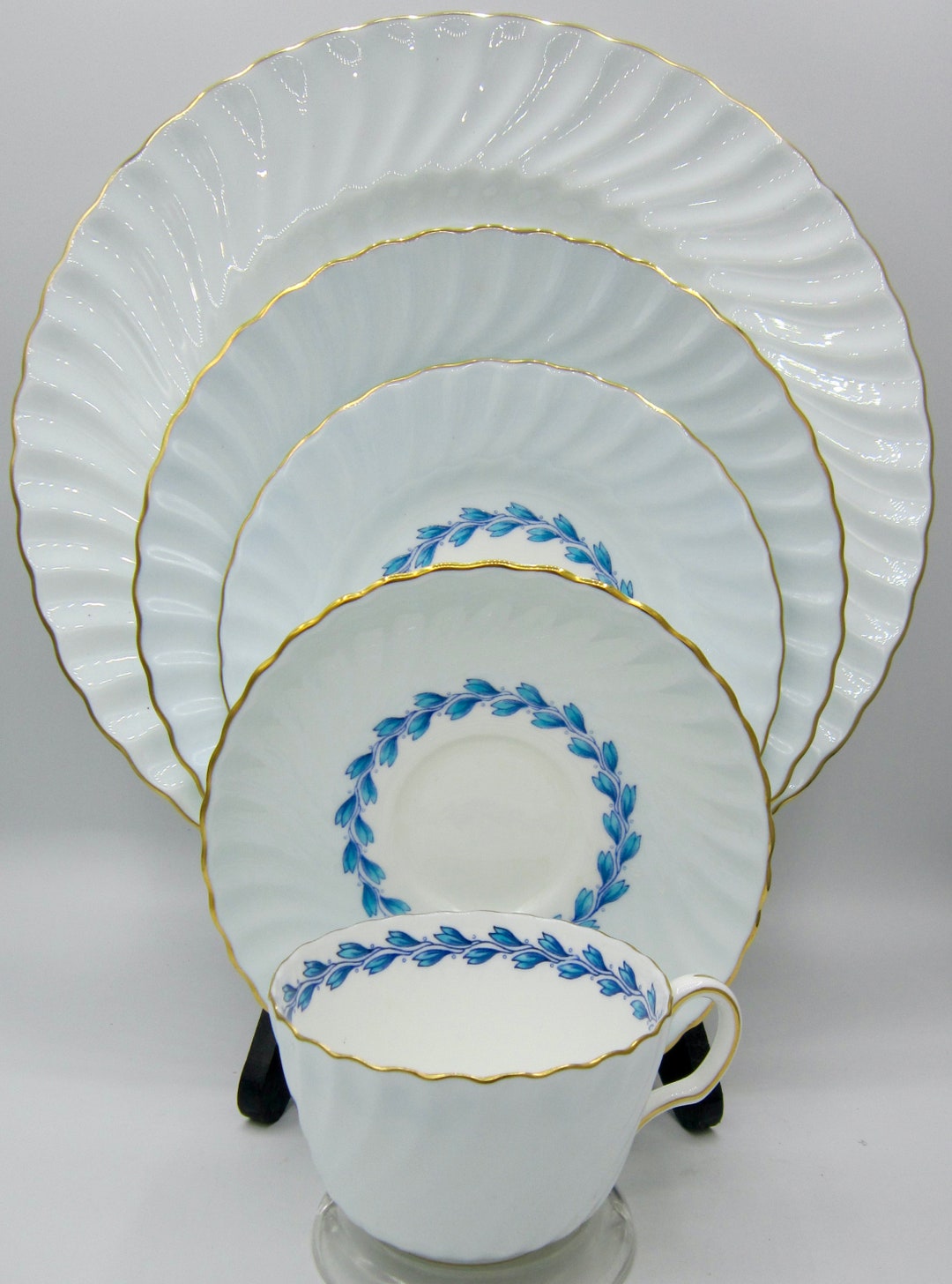 Minton Cheviot Blue S451 Bone China 5 Piece Place Setting England - Etsy