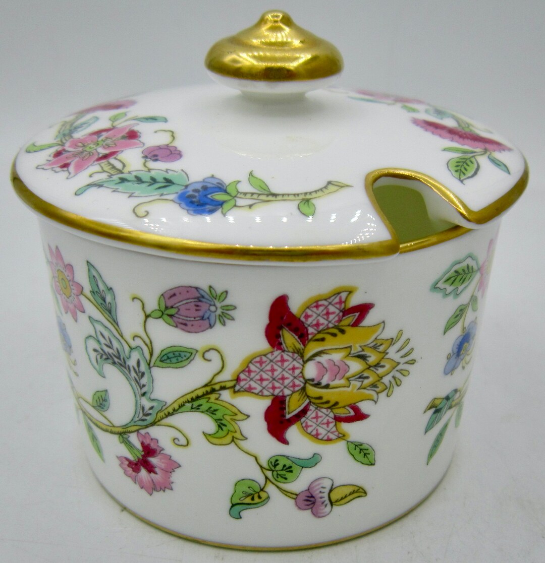 Minton Haddon Hall Bone China Condiment Jar 2.25 In. Gold Knob England ...