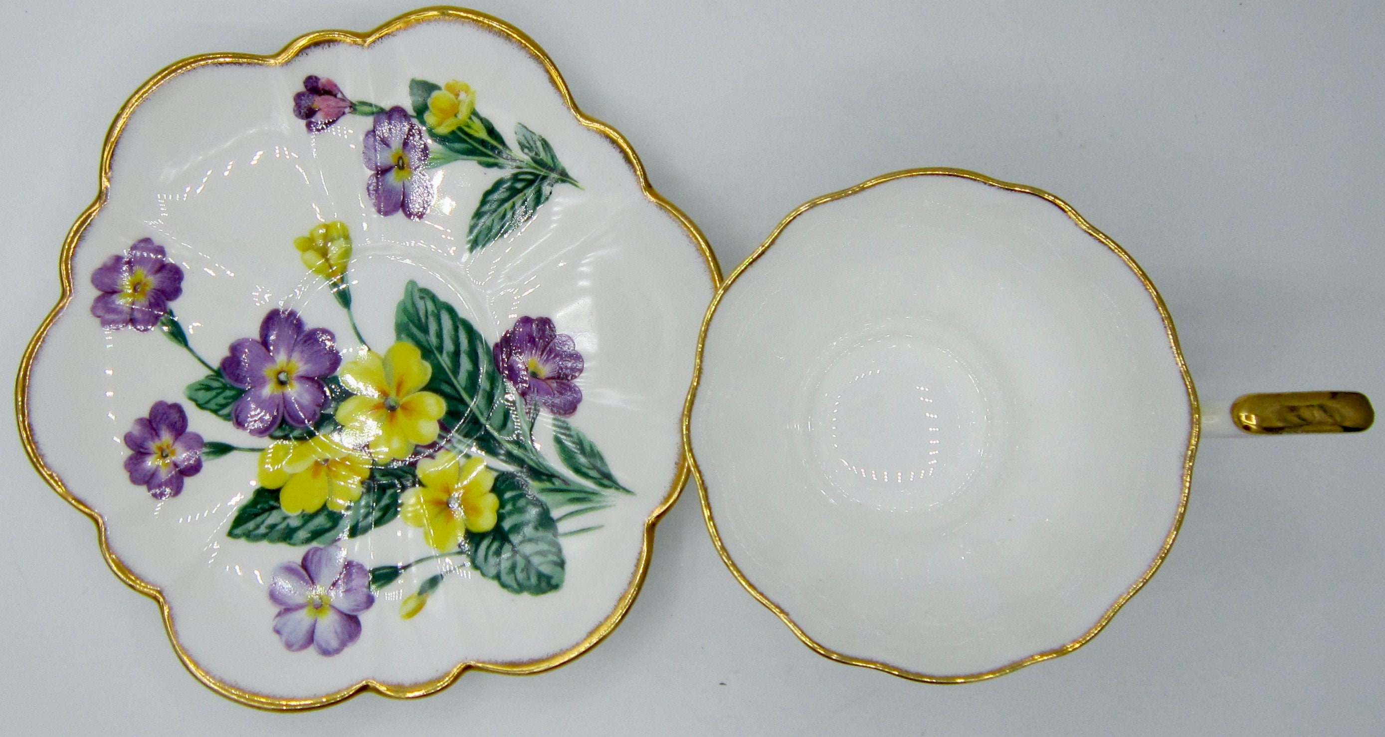 Salisbury Primula Bone China Tea Cup and Saucer (3338) - Purple and ...