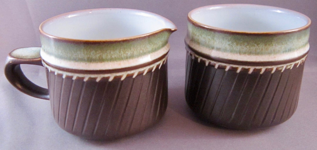 Denby Rondo Creamer and Open Sugar Bowl Brown and Green England - Etsy.de