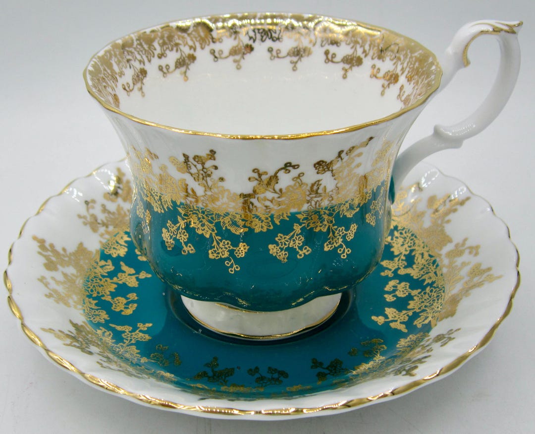 Royal Albert Regal Series Teal Bone China Teacup and Saucer (4396 ...