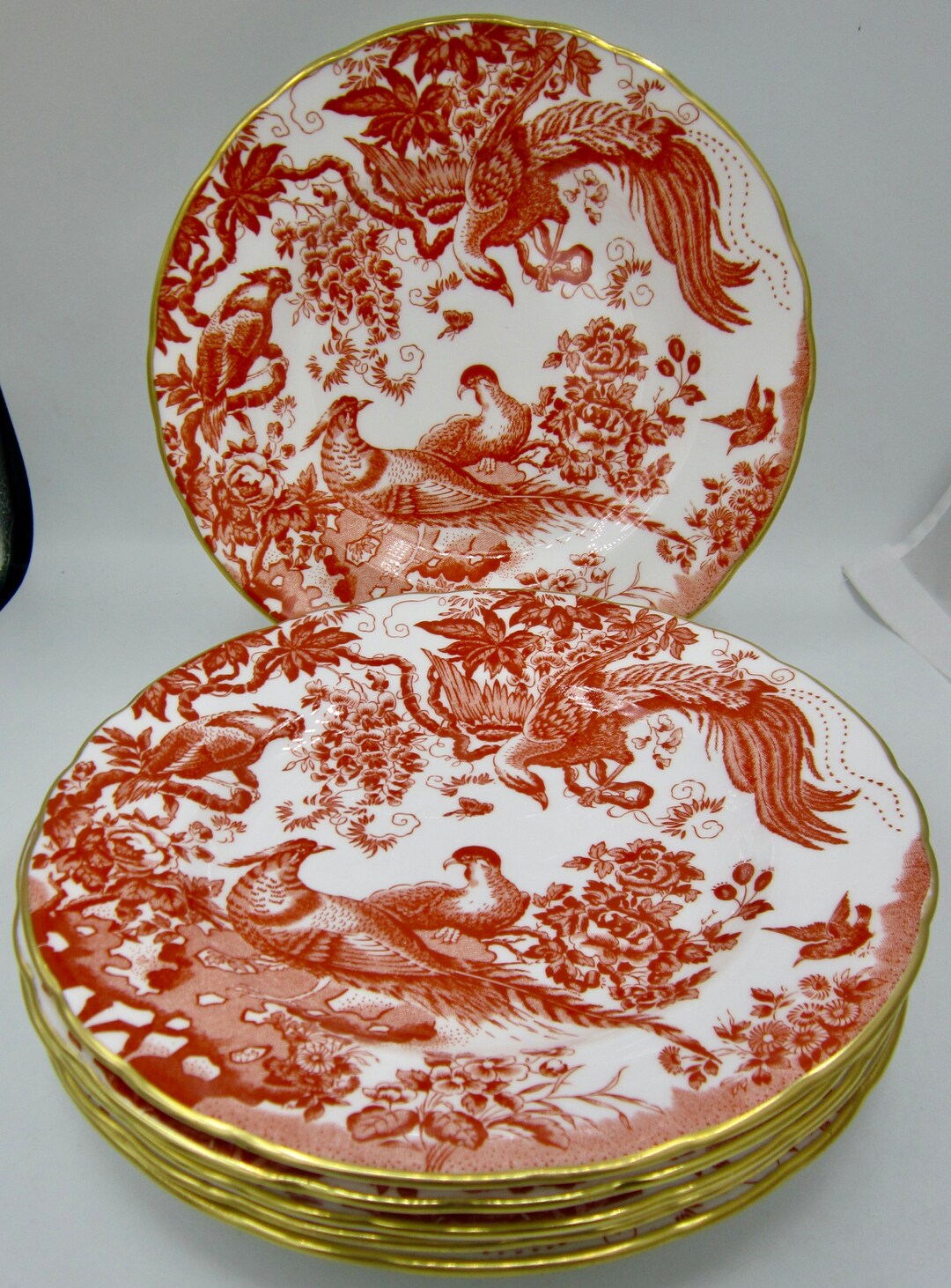 Royal Crown Derby Red Aves (older) Bone China Salad Plates (6 ...