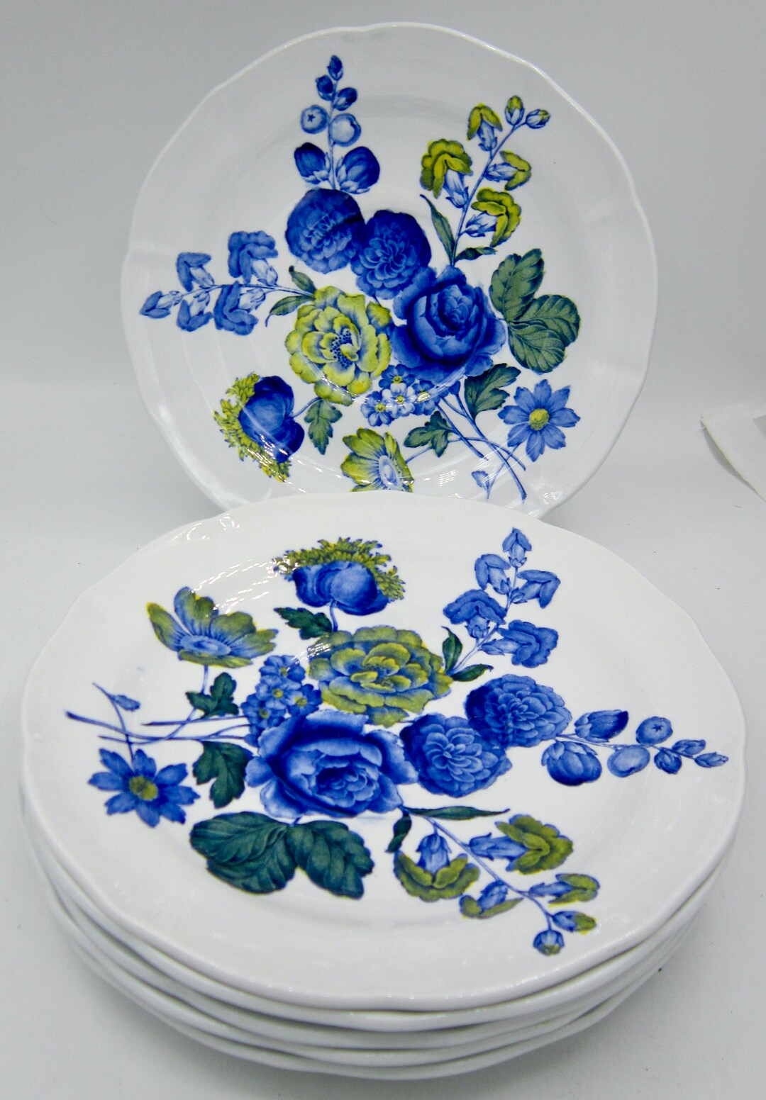 Spode Blue Flowers (S3369) Cream Soup Saucers (7 In.) Set of 6 ...