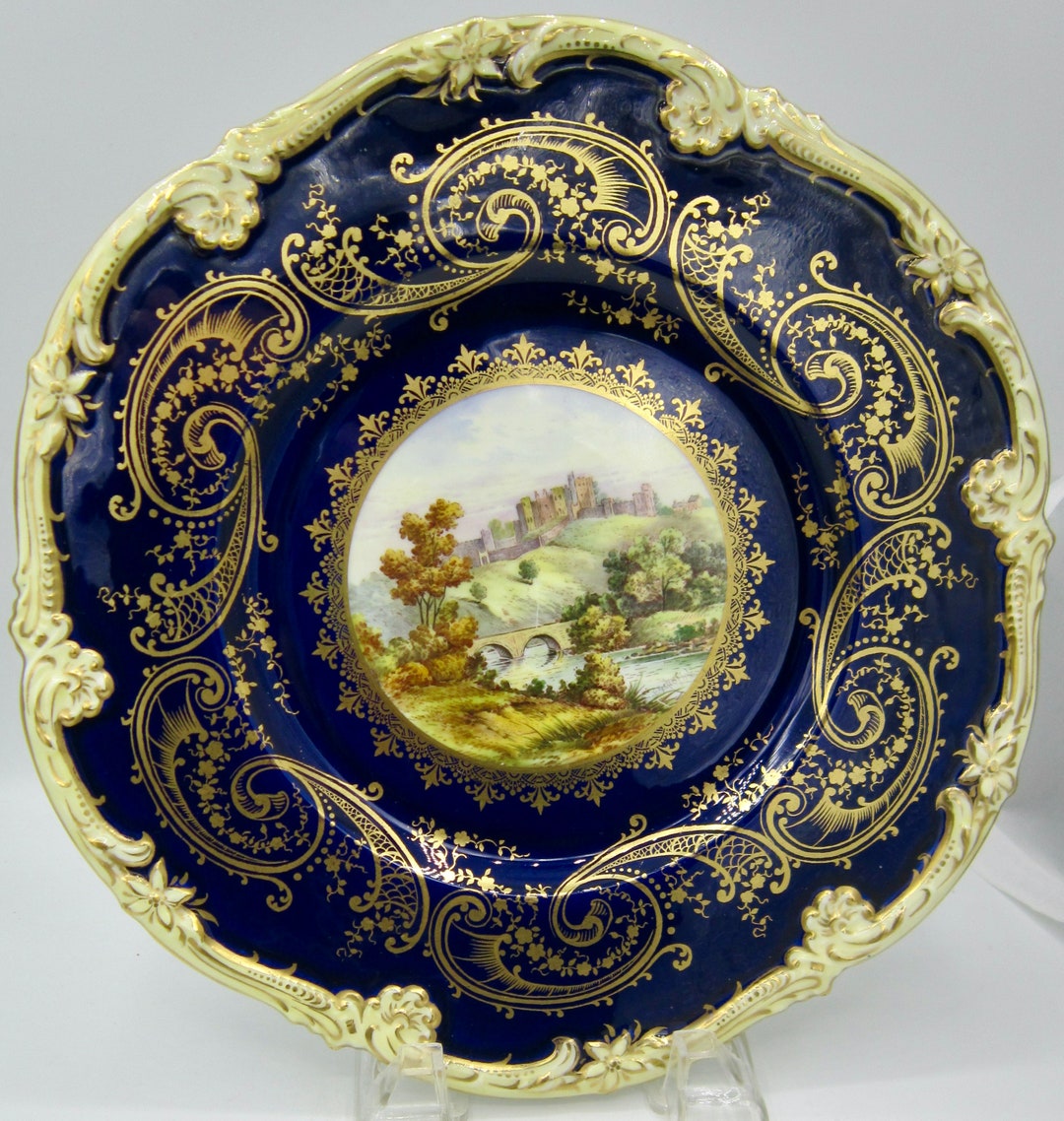 Coalport Alnwick Castle Cabinet Plate (10.75 In.) Cobalt Blue and Gold - England - Etsy
