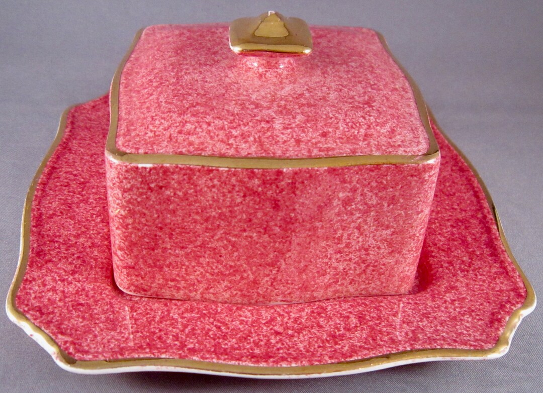 Royal Winton Mottled Pink (5333) Square Covered Butter Dish - England ...