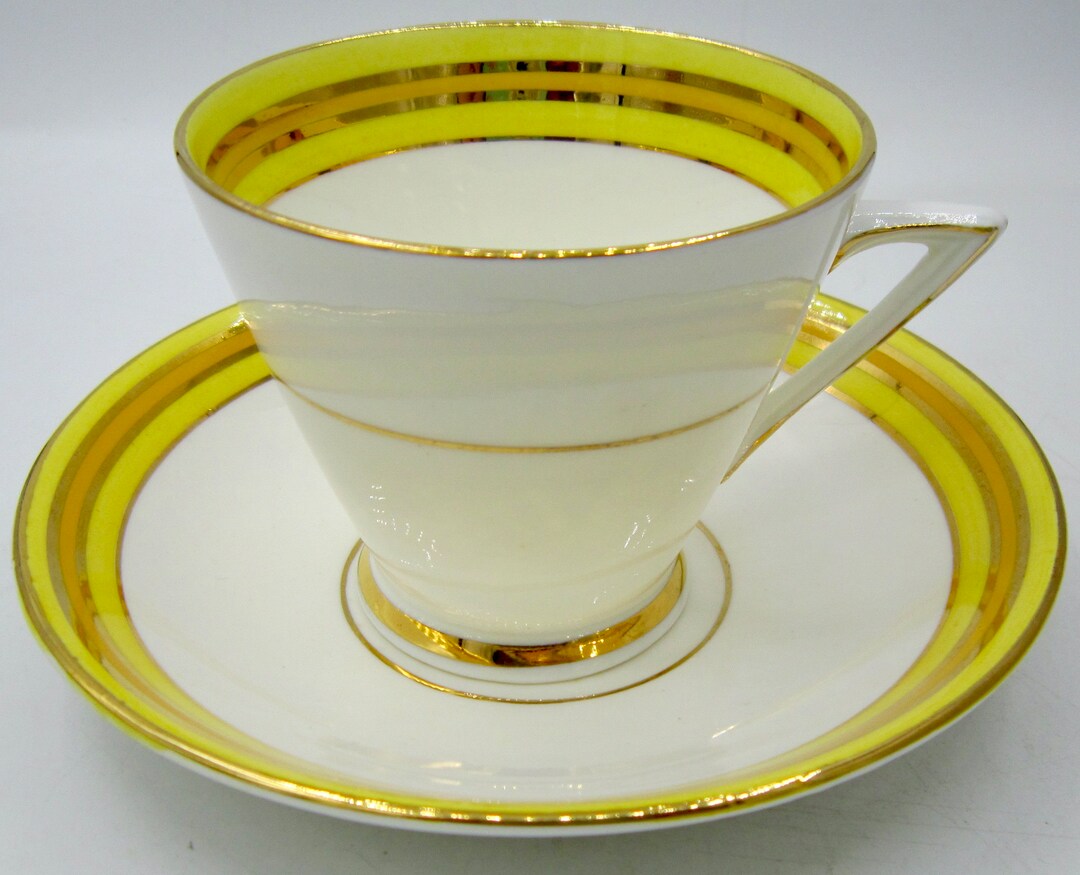 Phoenix China Tea Cup and Saucer (6721 Yellow, Gold and Orange ...