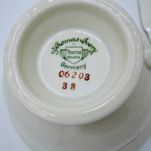 Thomas Ivory Tea Cup and Saucer - Flowers With Gold and Blue Band ...