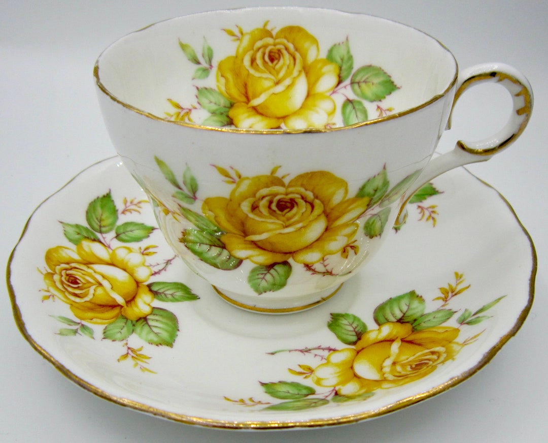 Melba Bone China Tea Cup and Saucer - Yellow Roses - England - - Etsy