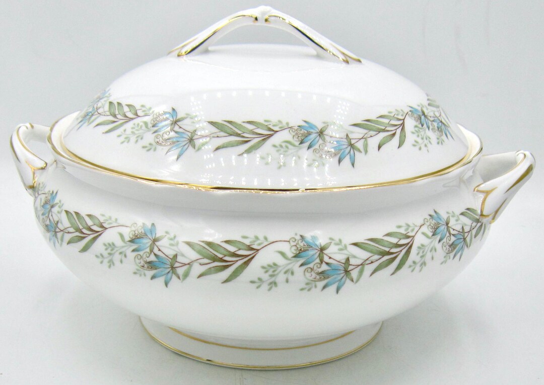 Royal Tuscan Fresco Blue (D1786) Bone China Round Covered Serving Bowl ...