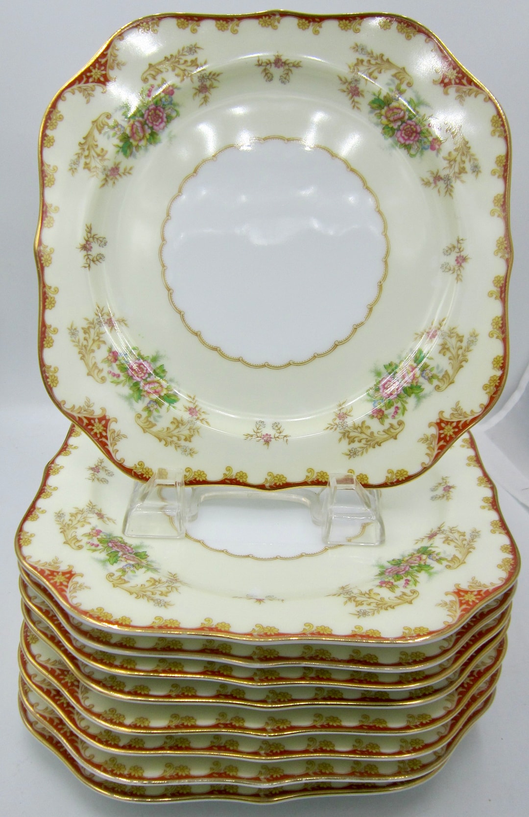 Noritake Cardinal Square Salad Plates (9) - Japan - Etsy