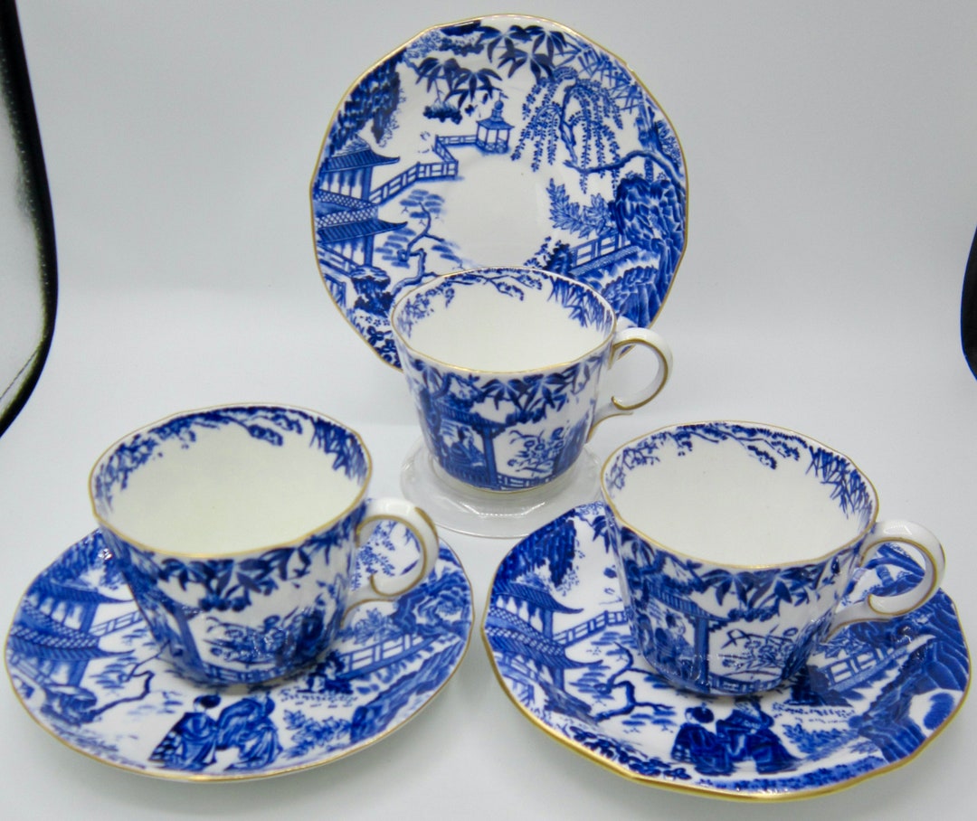Royal Crown Derby Blue Mikado Bone China Tea Cup and Saucer Sets (3 ...