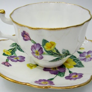 Salisbury Primula Bone China Tea Cup and Saucer (3338) - Purple and ...