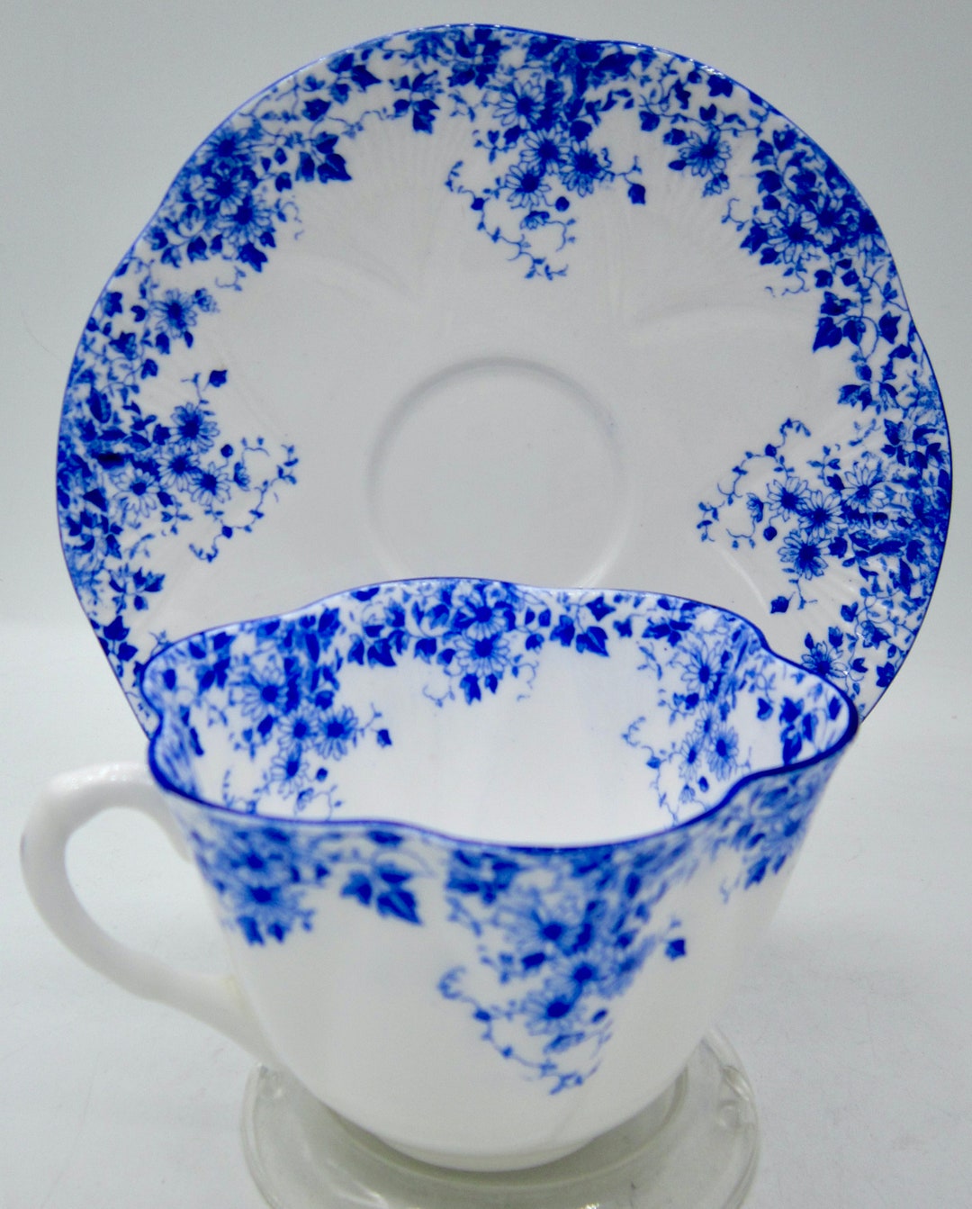 Shelley Dainty Blue Bone China Tea Cup and Saucer - England - Etsy