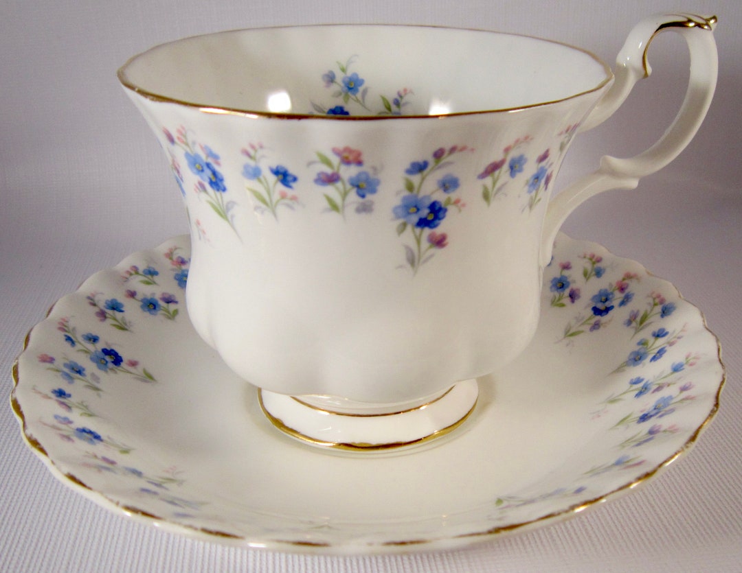 Royal Albert Memory Lane Bone China Teacup and Saucer - Forget Me Nots ...