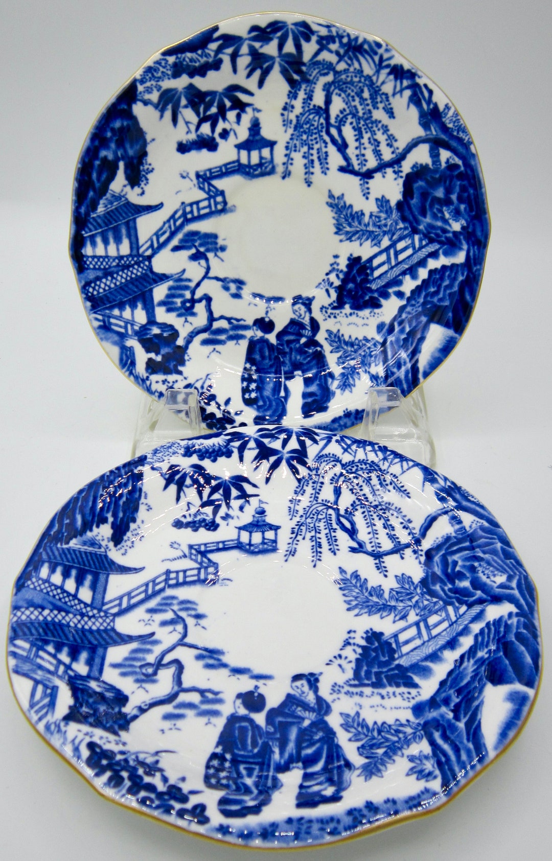 Royal Crown Derby Blue Mikado Bone China Saucers (2) - England - Etsy