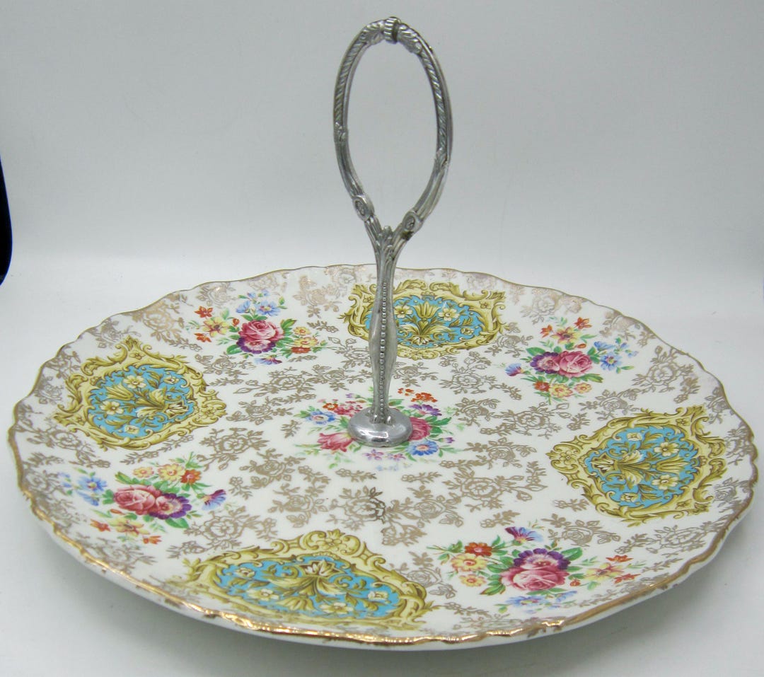 Old Foley Round Serving Chintz Plate With Centre Handle (10 In ...