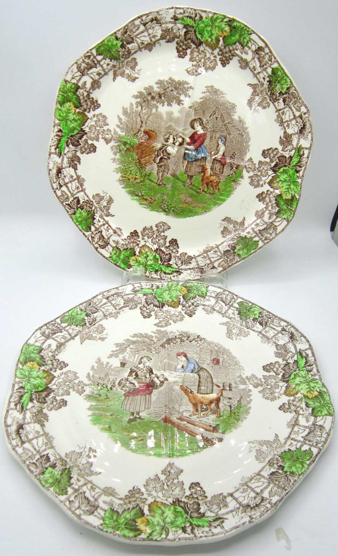 Copeland Spode Byron Multi-colour Brown Sandwich Plates (9.5 In ...