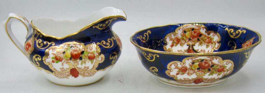 Royal Albert Derby Bone China Oval Creamer and Open Sugar Bowl England ...