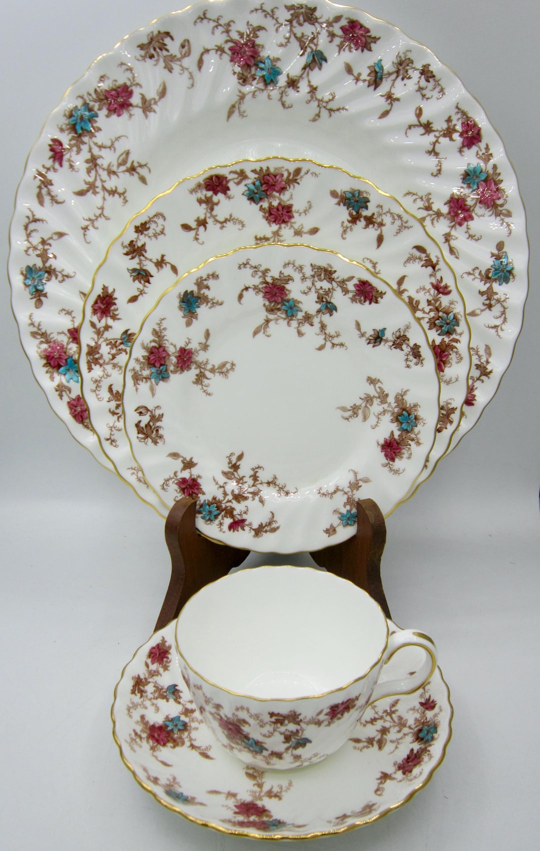 Minton Ancestral (S376) Bone China 5 Piece Place Setting - England - Etsy