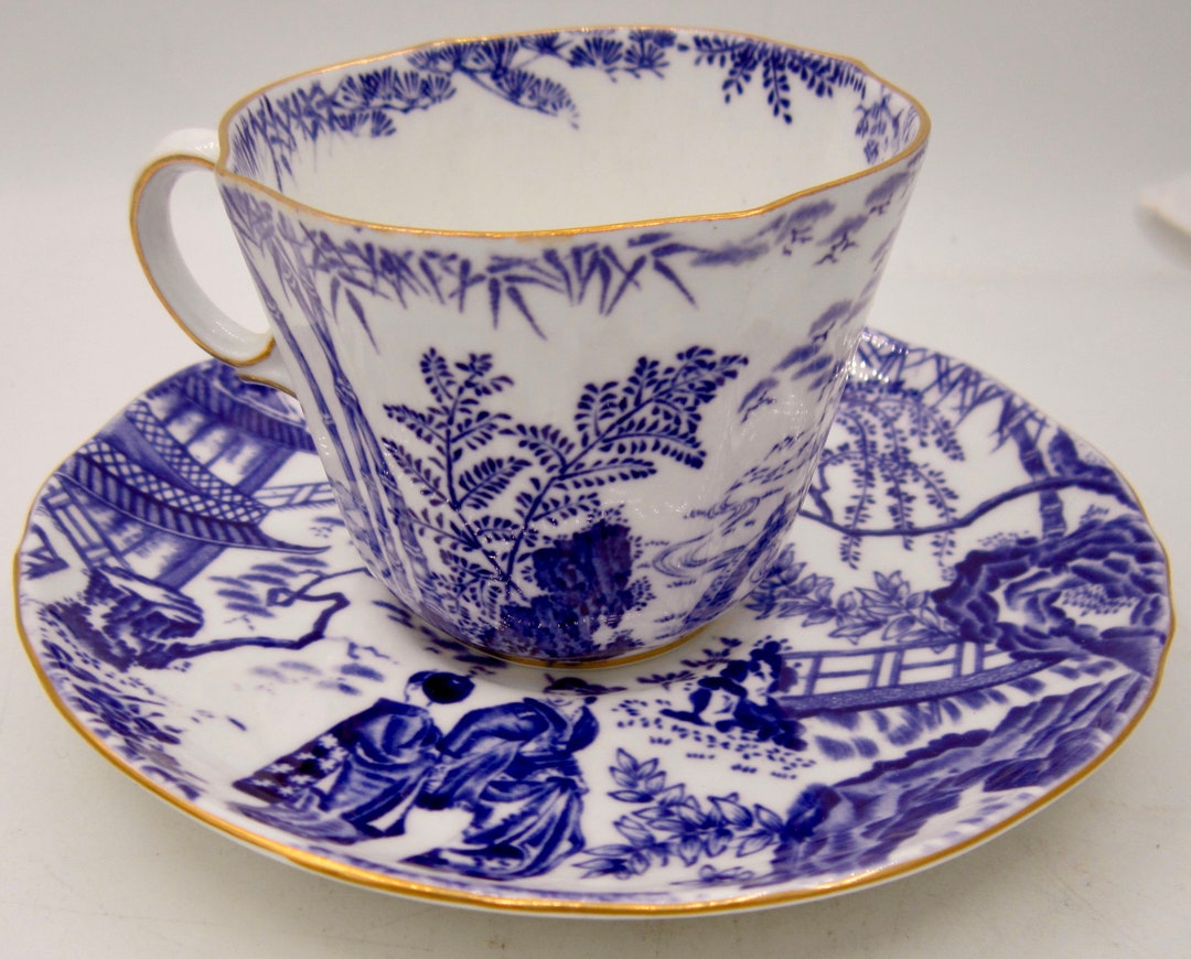 Royal Crown Derby Blue Mikado Bone China Tea Cup and Saucer Set ...