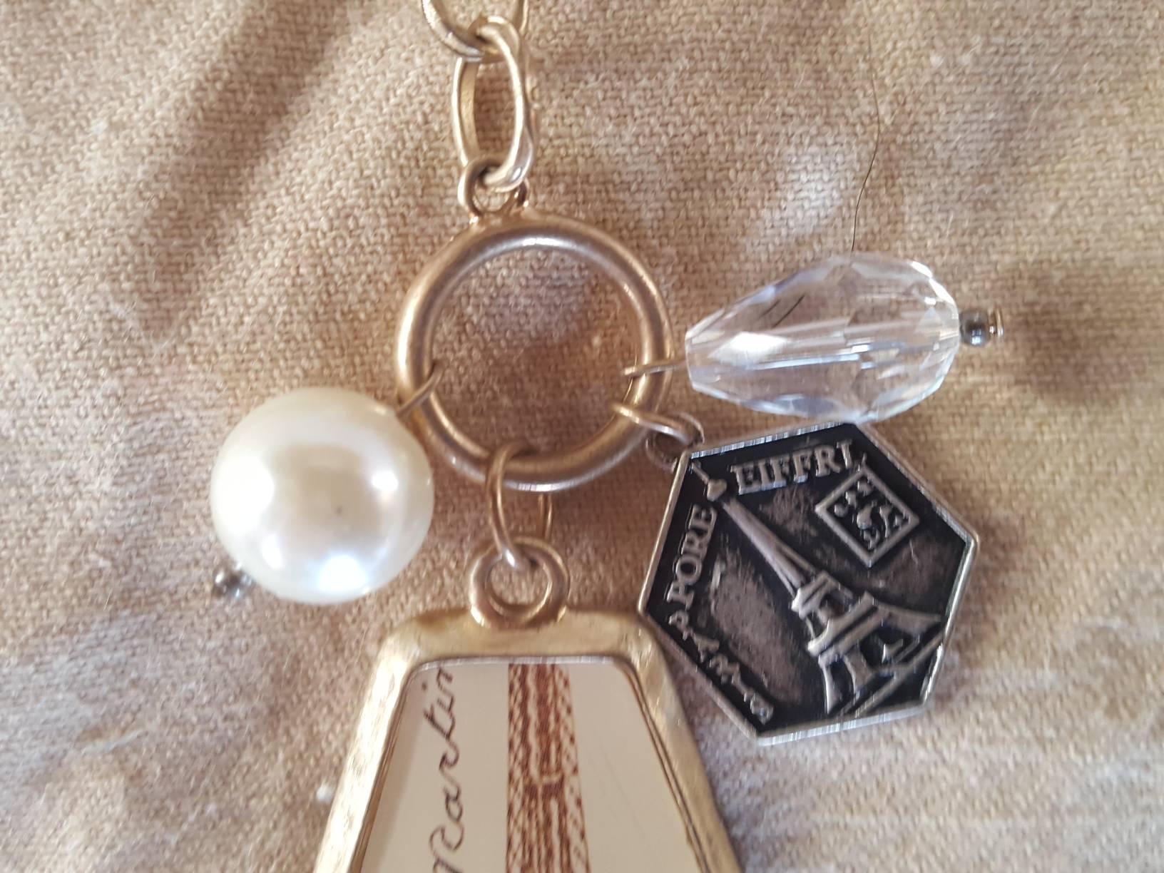 PARIS Pendant Necklace W/ Faux Pearls and Lucite Prisms. - Etsy