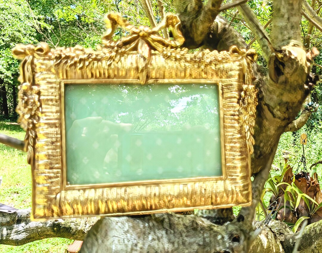 Gilded Photo Frame W/ Bow Decoration, Rococo/victorian Style in Resin ...