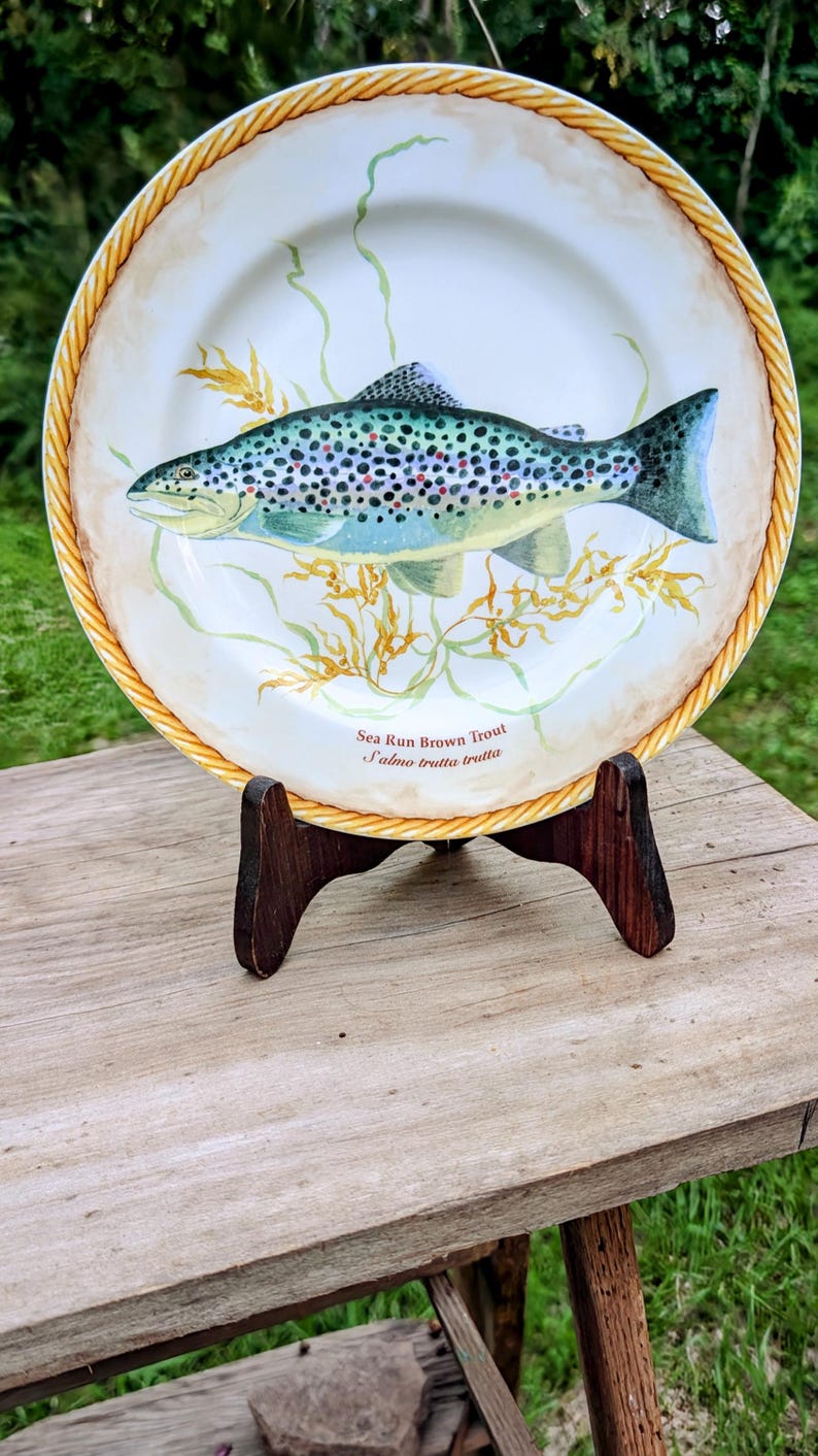 Porcelain Fish Plates, Set of Three From American Atelier, Trout, Sport ...