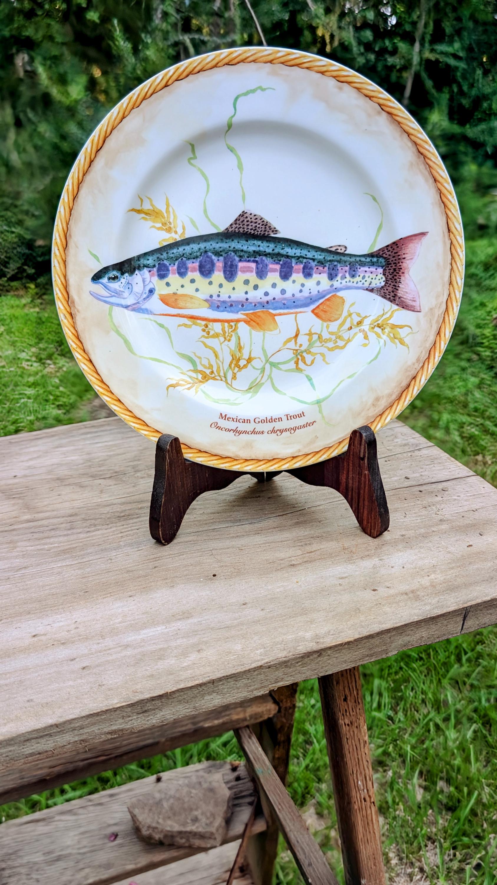 Porcelain Fish Plates, Set of Three From American Atelier, Trout, Sport ...