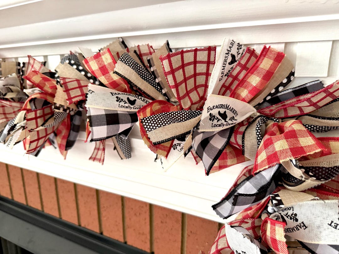 Farmhouse Rag Garland, Farmers Market Garland, Country Decor for Mantle ...