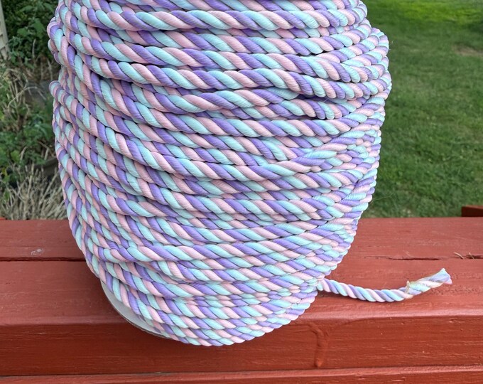 5mm Candyland Satin Cording, Pink Lavender and Light Blue Twisted Rope ...