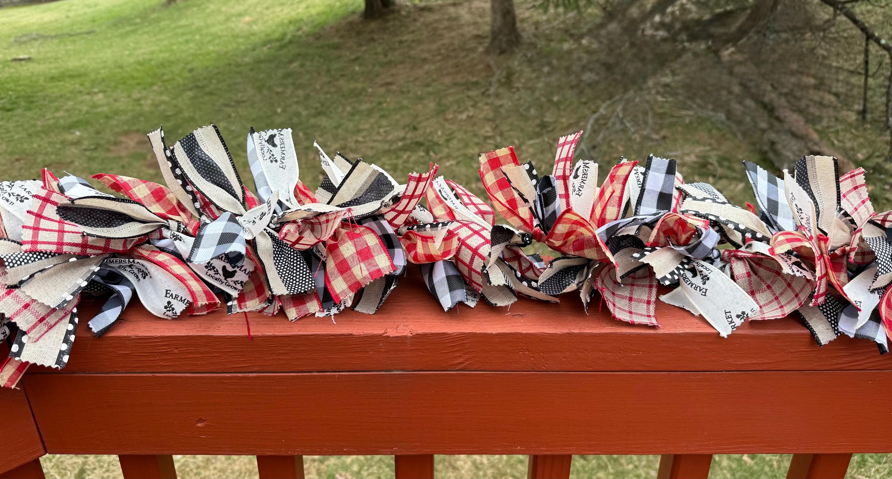 Farmhouse Rag Garland, Farmers Market Garland, Country Decor for Mantle ...