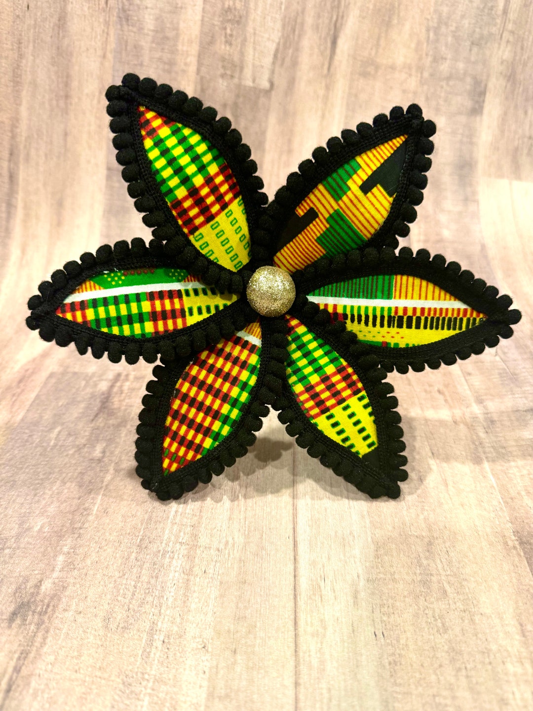 Juneteenth Flower, Wreath Making Supply, Fabric Flower, Kente Fabric ...