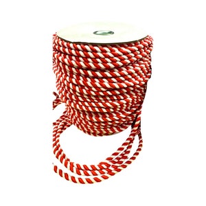 5mm Red and White Satin Cording, Twisted Rope, Decorative Cording ...