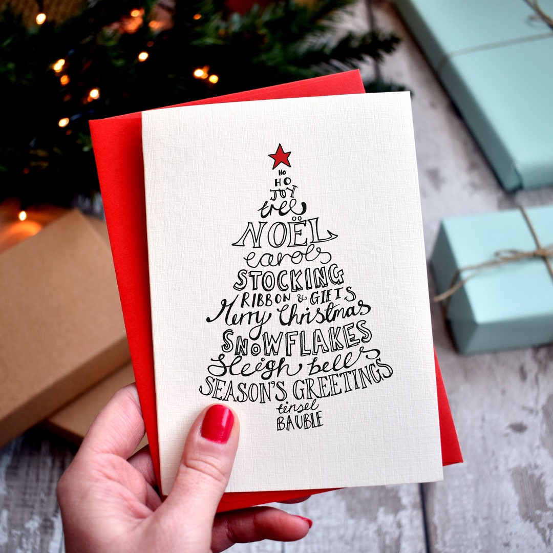 Typographic Christmas Shape Cards Pack 10 Card Multipack - Etsy